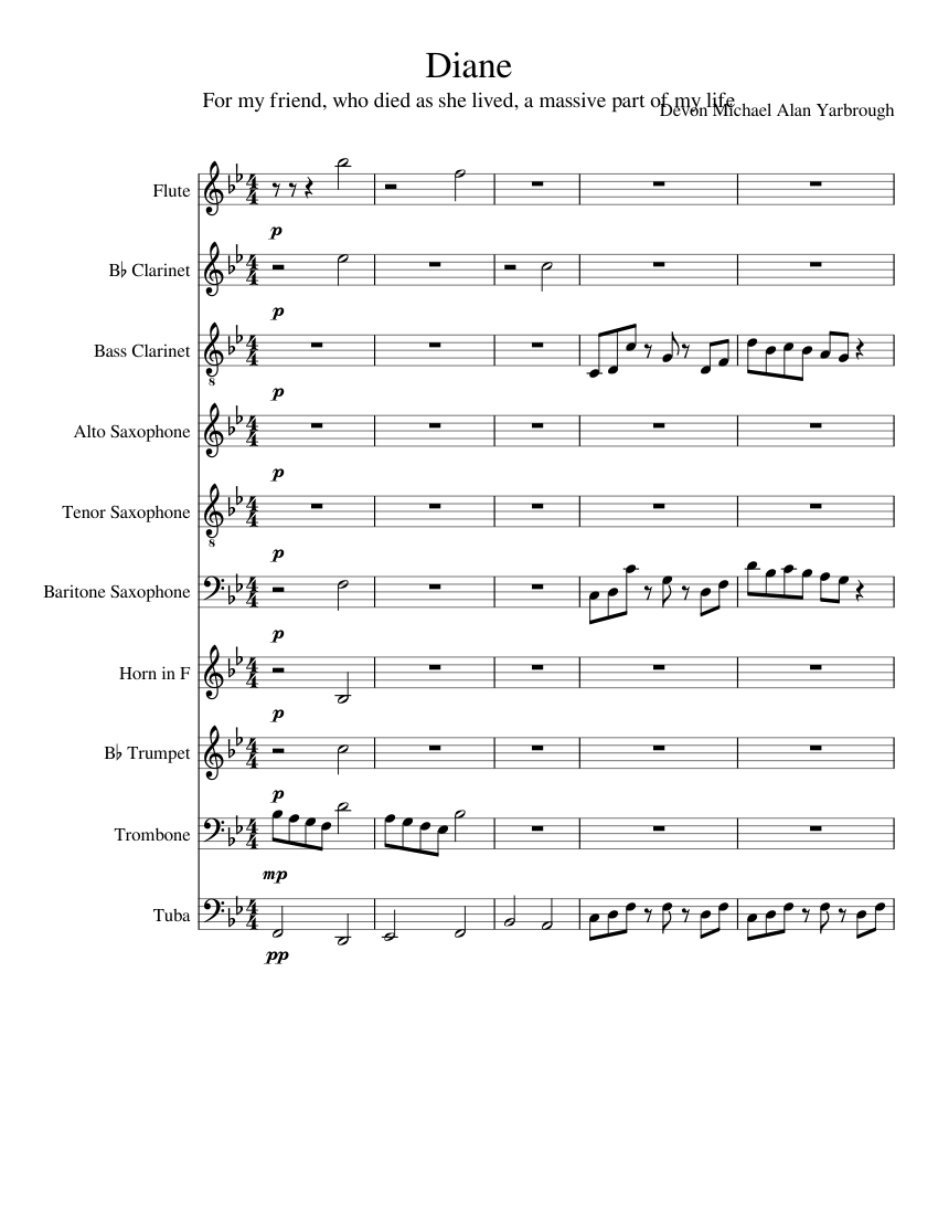 Diane Sheet music for Trombone, Tuba, Flute, Clarinet in b-flat & more ...