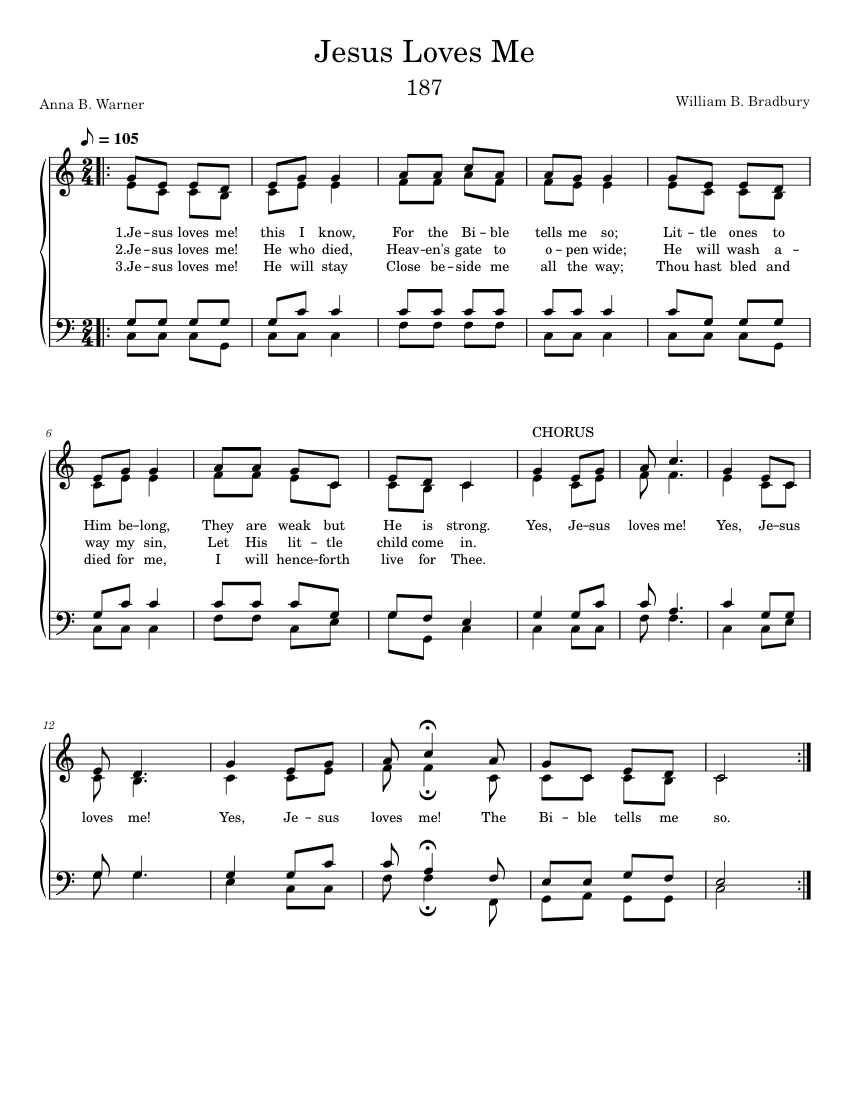 187 Jesus Loves Me Sheet music for Piano (Solo) | Musescore.com