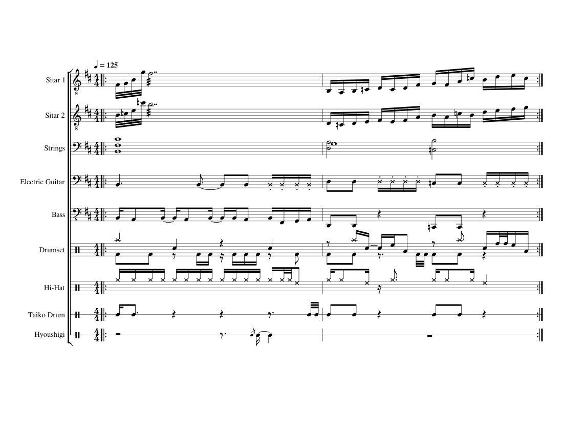 Akuma Winning Theme - SF2 Originals Sheet Music for Guitar, Bass guitar, Drum group, Bass drum ...