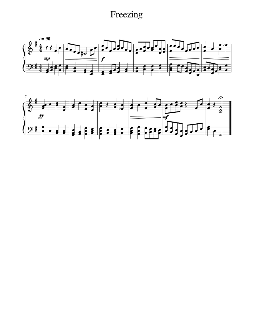 Freezing Sheet music for Piano (Solo) Easy | Musescore.com