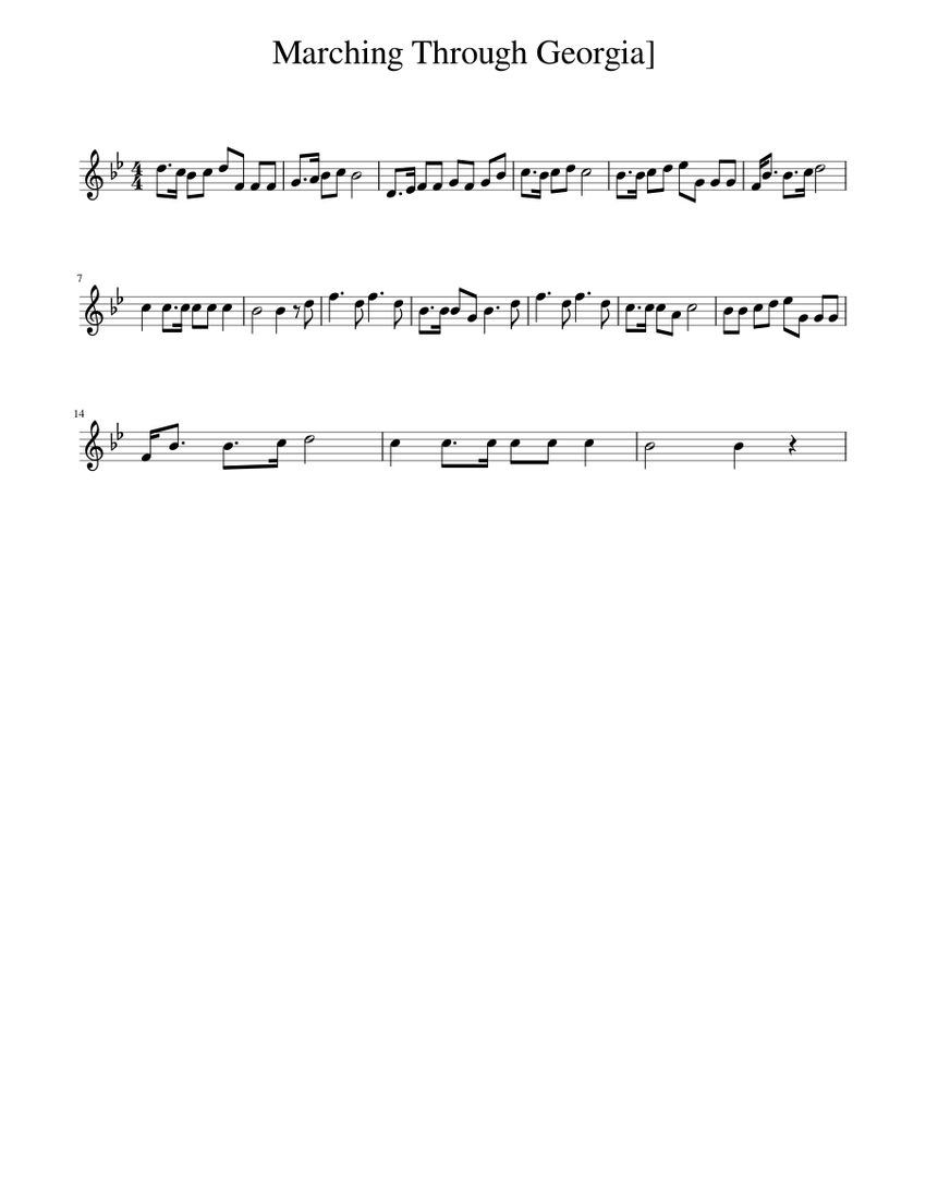 Marching Through Georgia] Sheet music for Piano (Solo) | Musescore.com