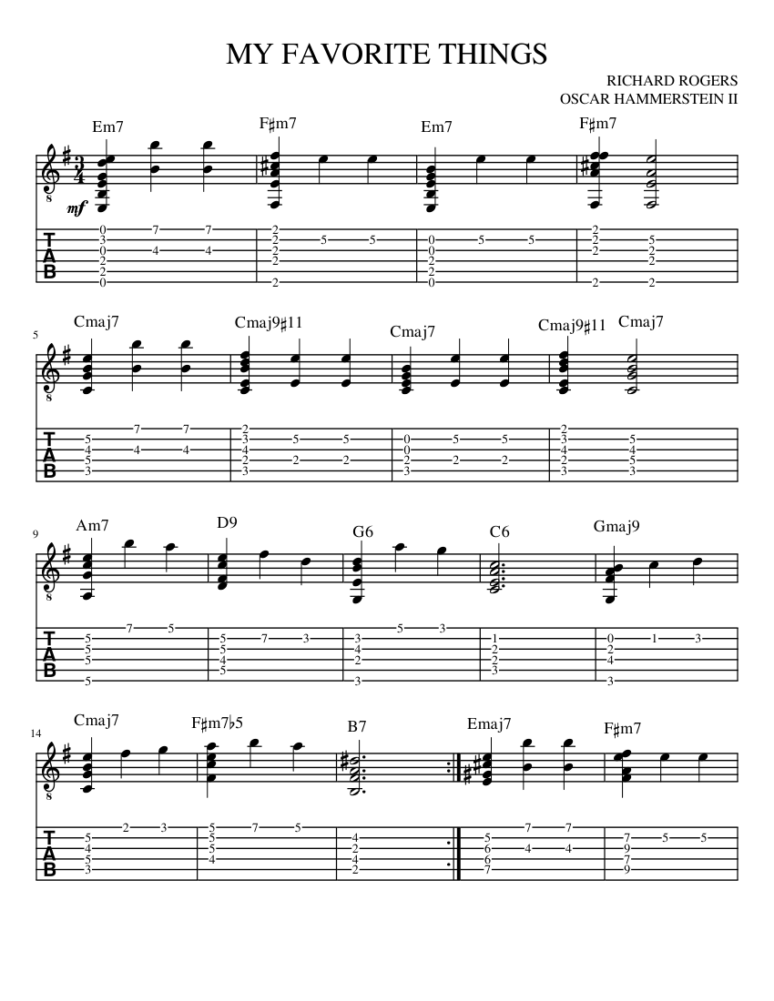 MY FAVORITE THINGS Sheet music for Guitar (Solo) | Musescore.com