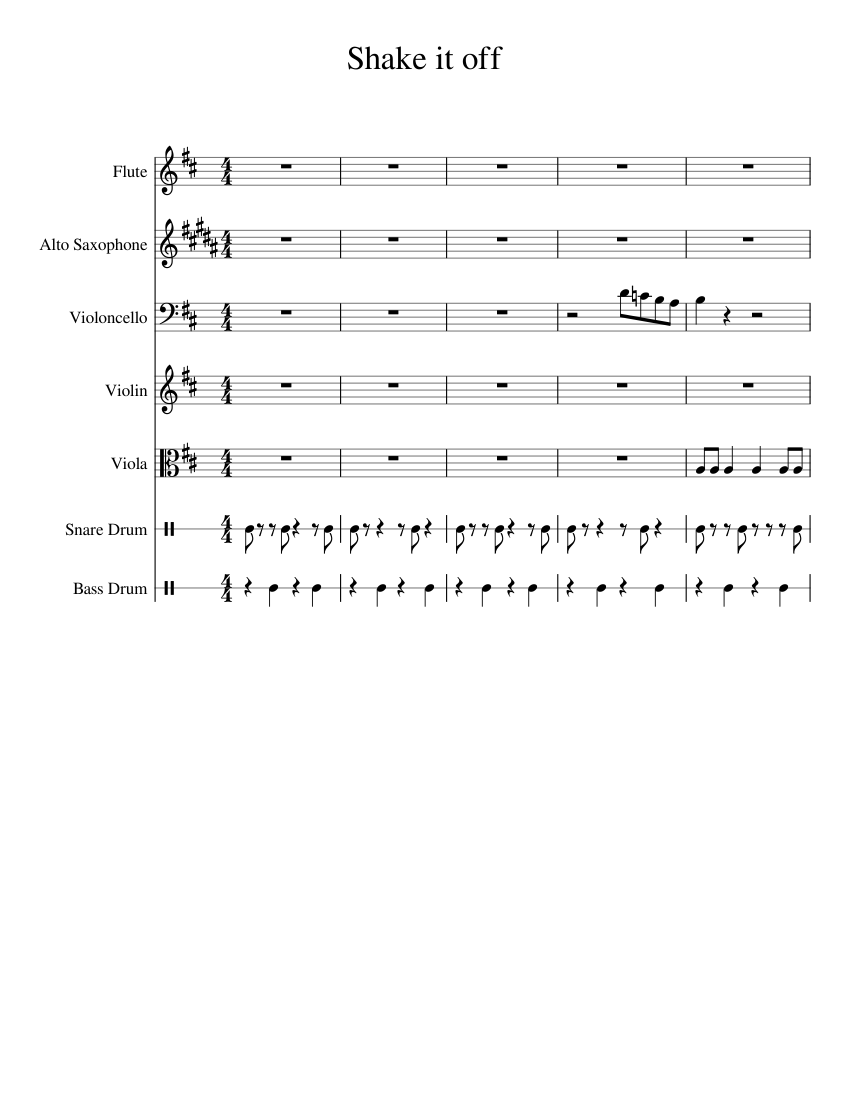 Shake It Off - Taylor Swift Sheet music for Flute, Saxophone alto ...