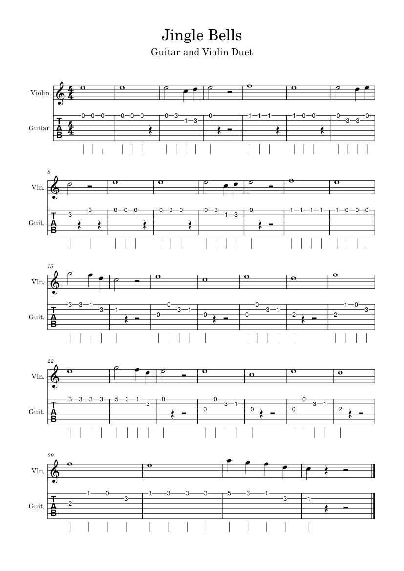 Jingle Bells - Violin and Guitar Duet Sheet music for Violin, Guitar ...