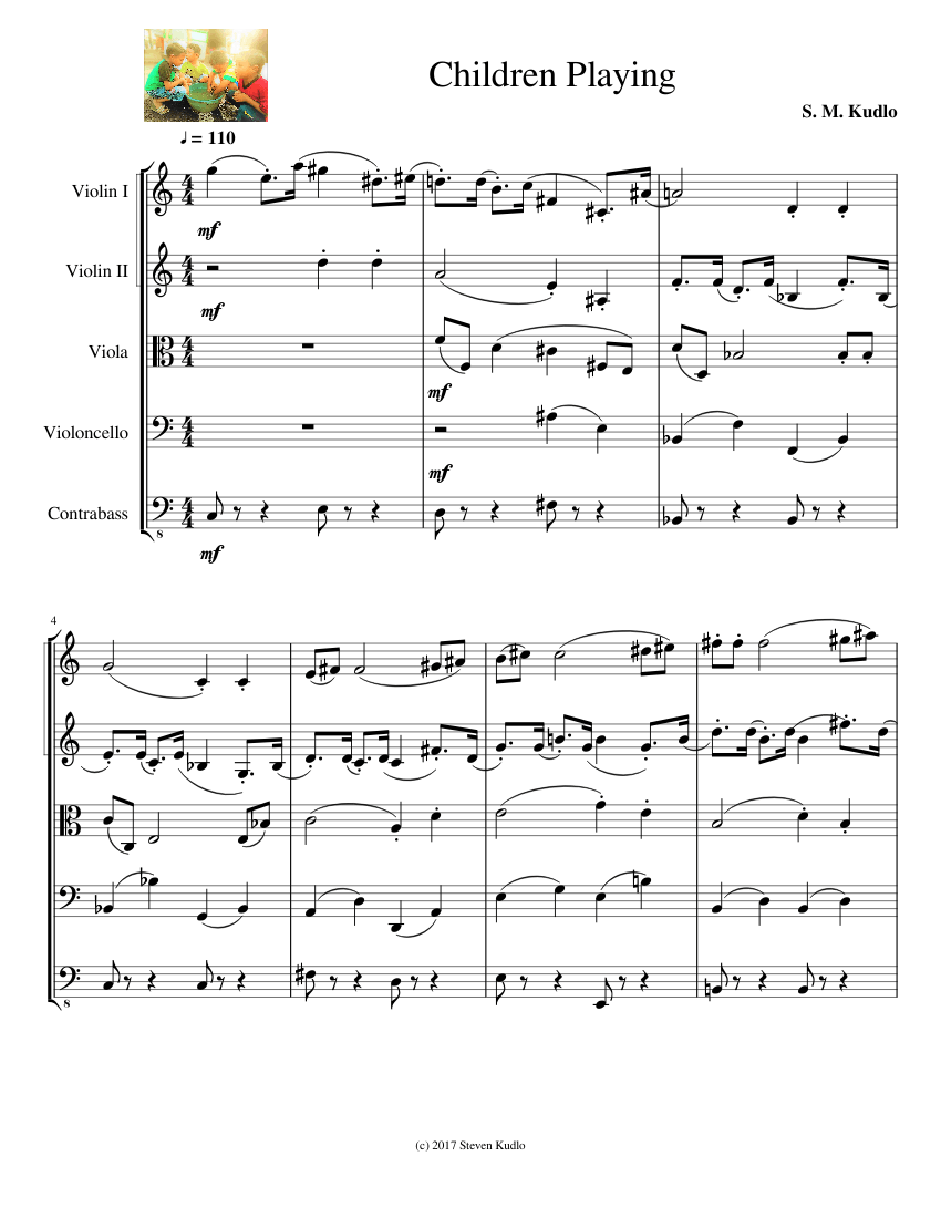 Children Playing Sheet music for Contrabass, Violin, Viola, Cello ...