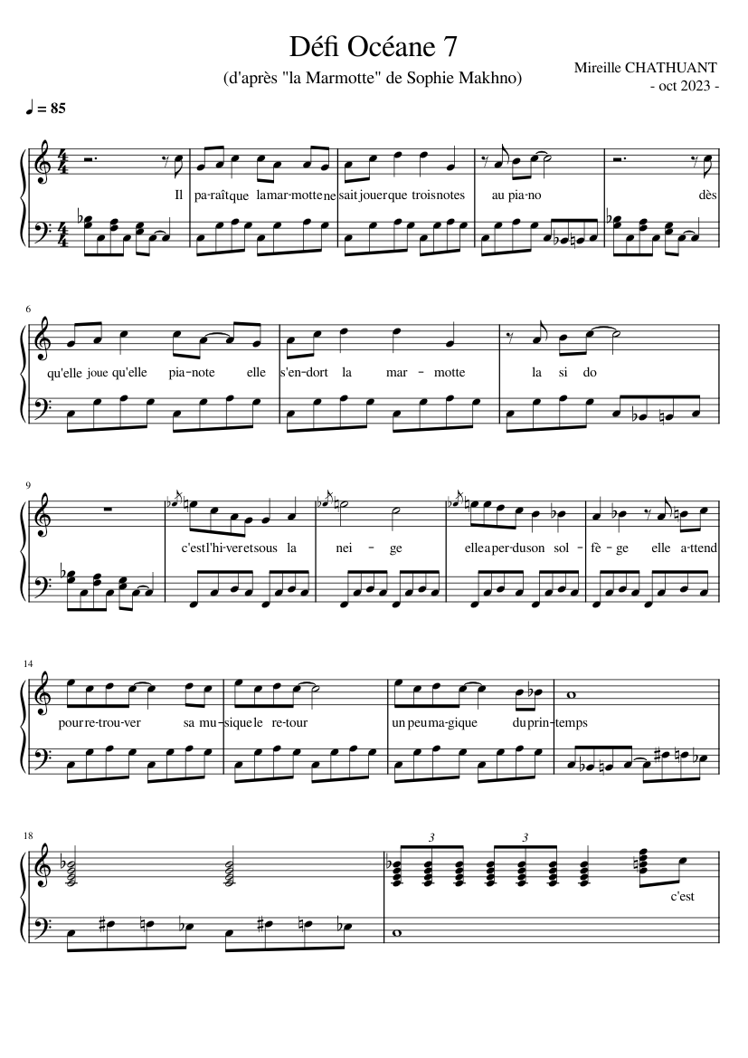 Défi Océane 7 Sheet music for Piano (Solo) Easy | Musescore.com