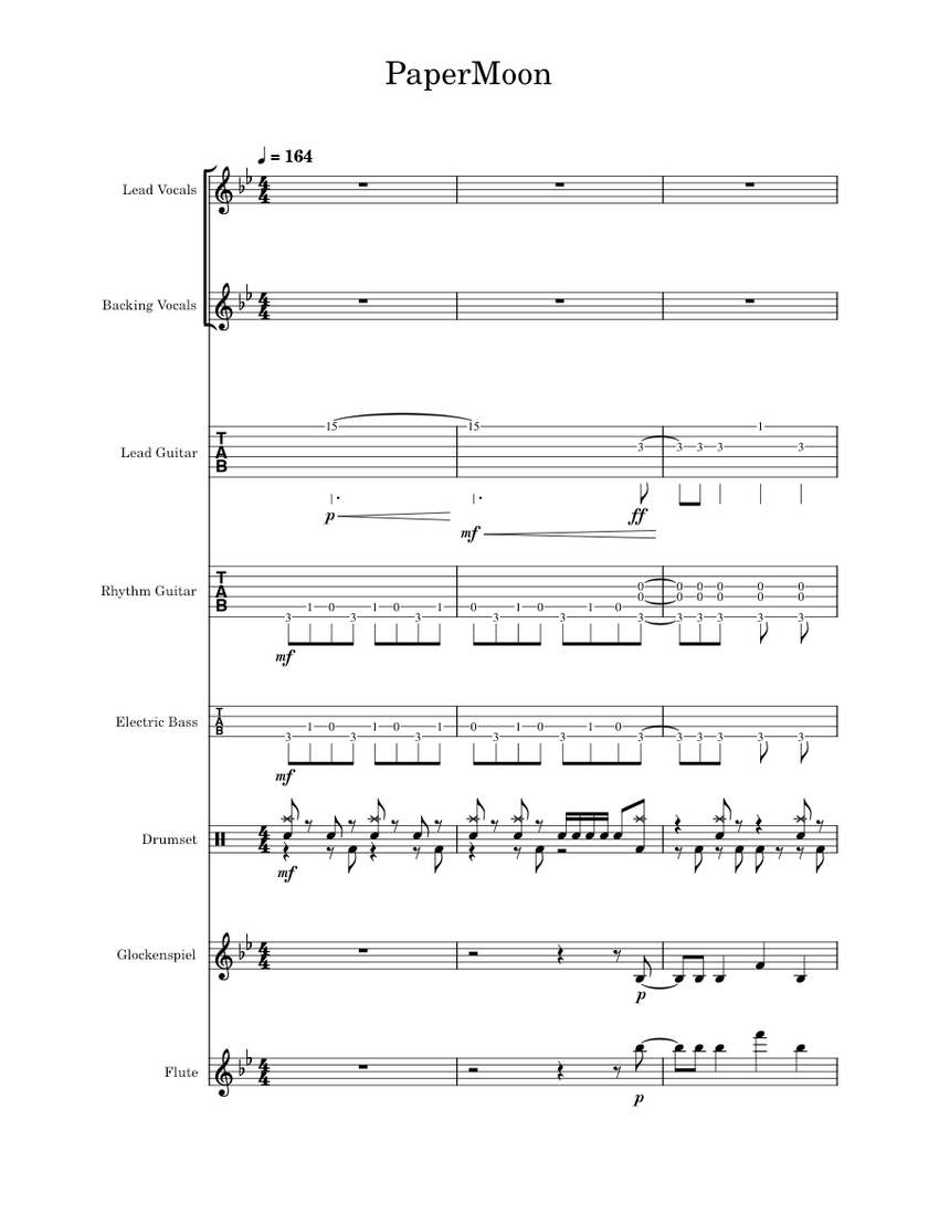 Papermoon – Tommy Heavenly6 Sheet music for Vocals, Flute, Glockenspiel ...