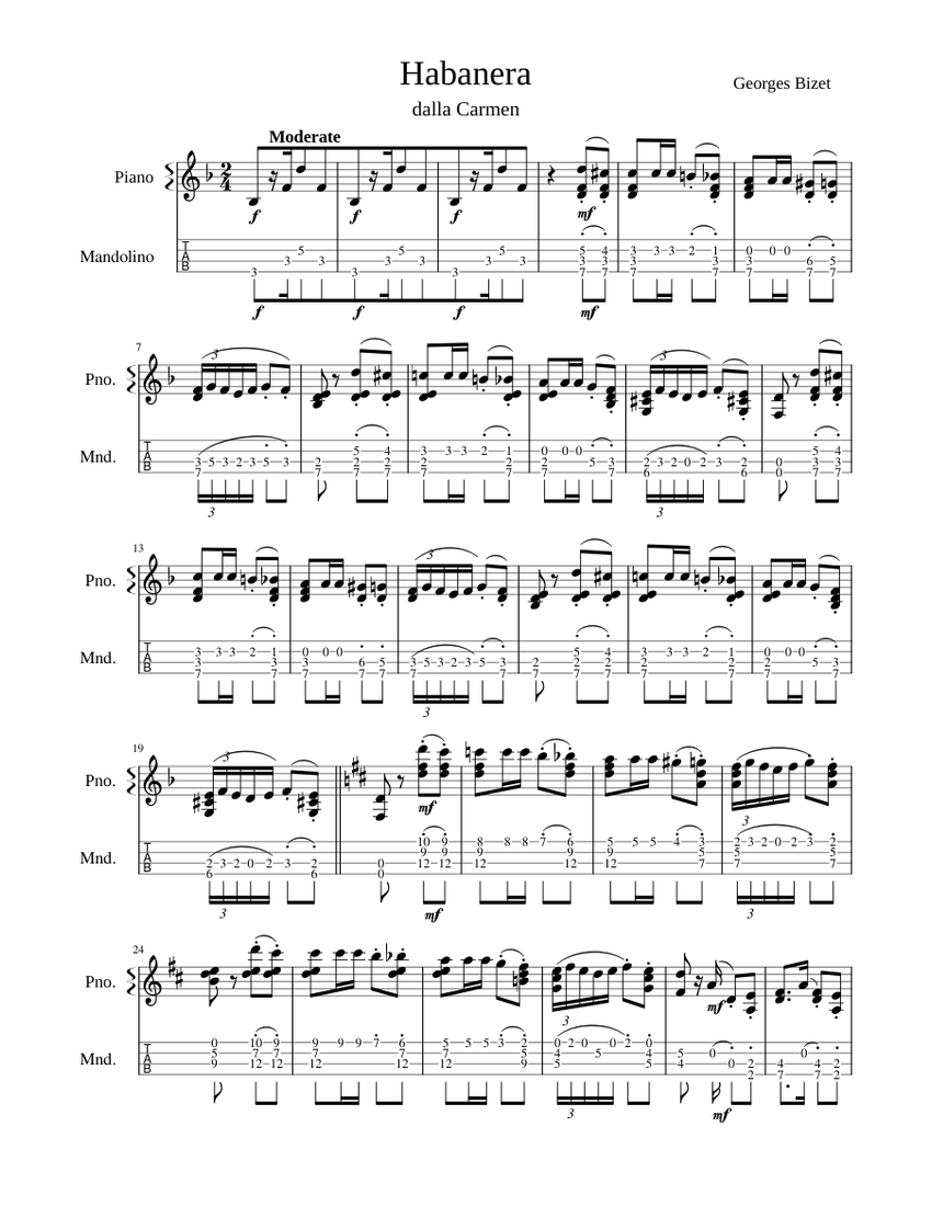 Habanera (Carmen) Mandolin solo – Alexandre César Léopold Bizet ...
