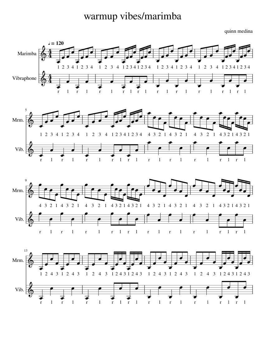 warmup marimba:vibes Sheet music for Vibraphone, Marimba (Percussion ...