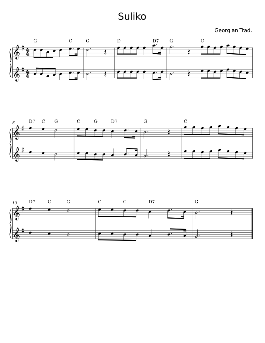 Suliko Sheet music for Piano (Solo) Easy | Musescore.com
