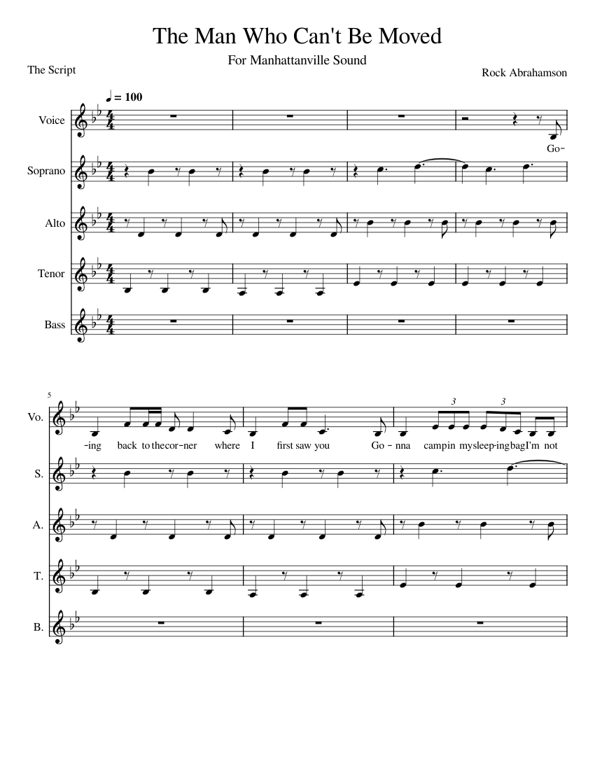 The Man Who Can't Be Moved Sheet music for Soprano, Alto, Vocals (Women ...