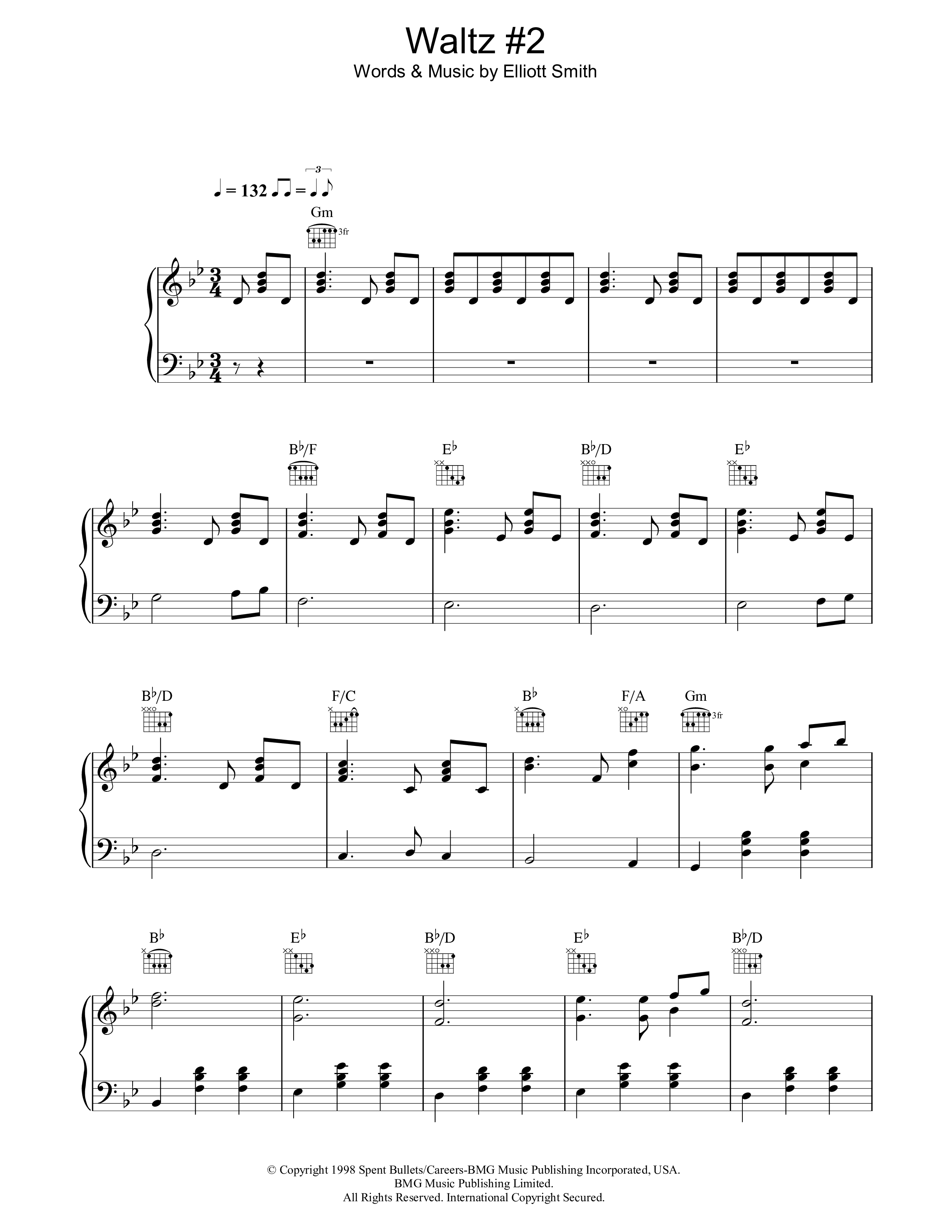 Play Official version of Waltz 2 sheet music by Elliott Smith for Piano, Vocals | MuseScore.com