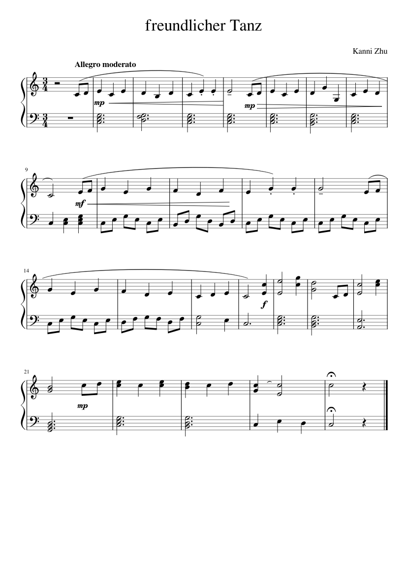 Friendly Dance - TomW Sheet Music for Piano (Solo) Easy | MuseScore.com