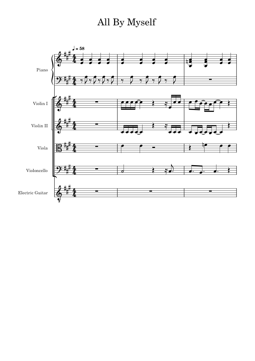 All by myself – Eric Carmen All By Myself Sheet Music for Piano, Violin ...
