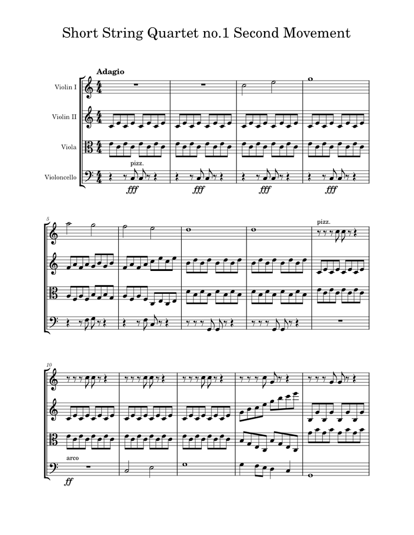 Short String Quartet no.1 Second movement Sheet music for Violin, Viola ...