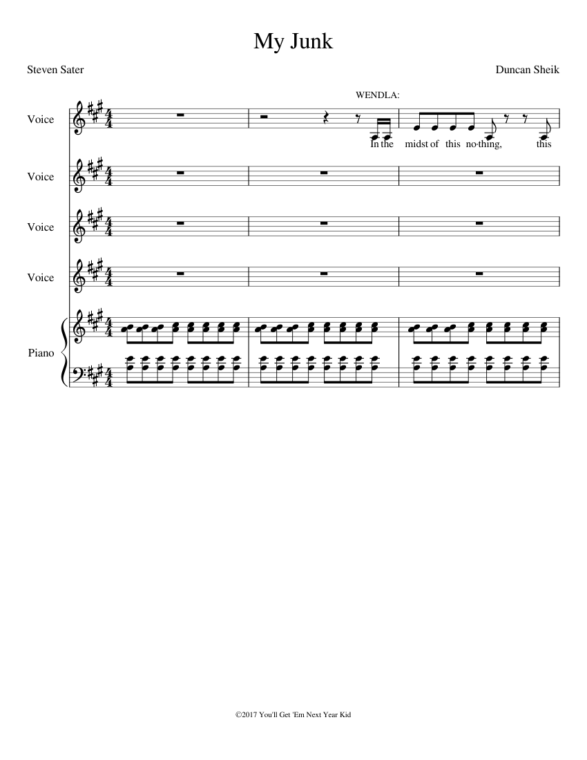 My Junk Sheet music for Piano, Vocals (Mixed Quintet) | Musescore.com