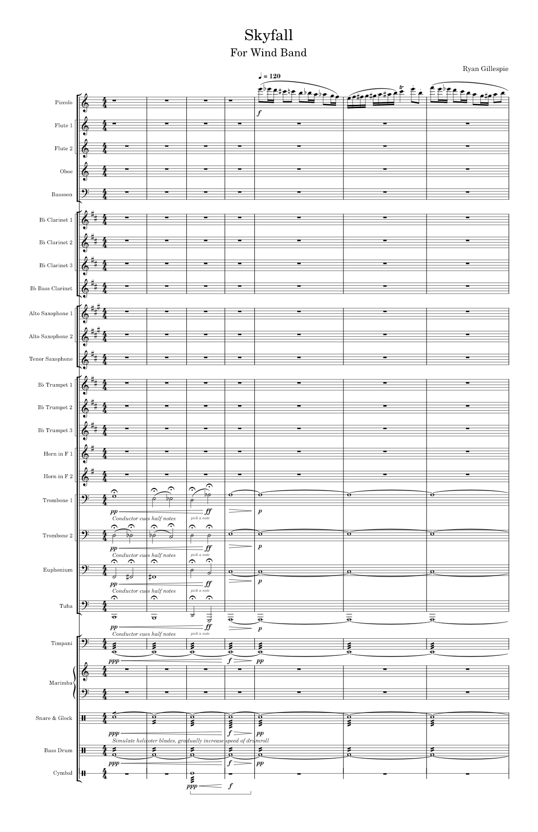 Skyfall Sheet music for Trombone, Tuba, Flute, Oboe & more instruments ...