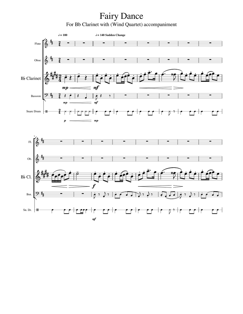 Fairy Dance Sheet music for Flute, Oboe, Clarinet in b-flat, Bassoon ...