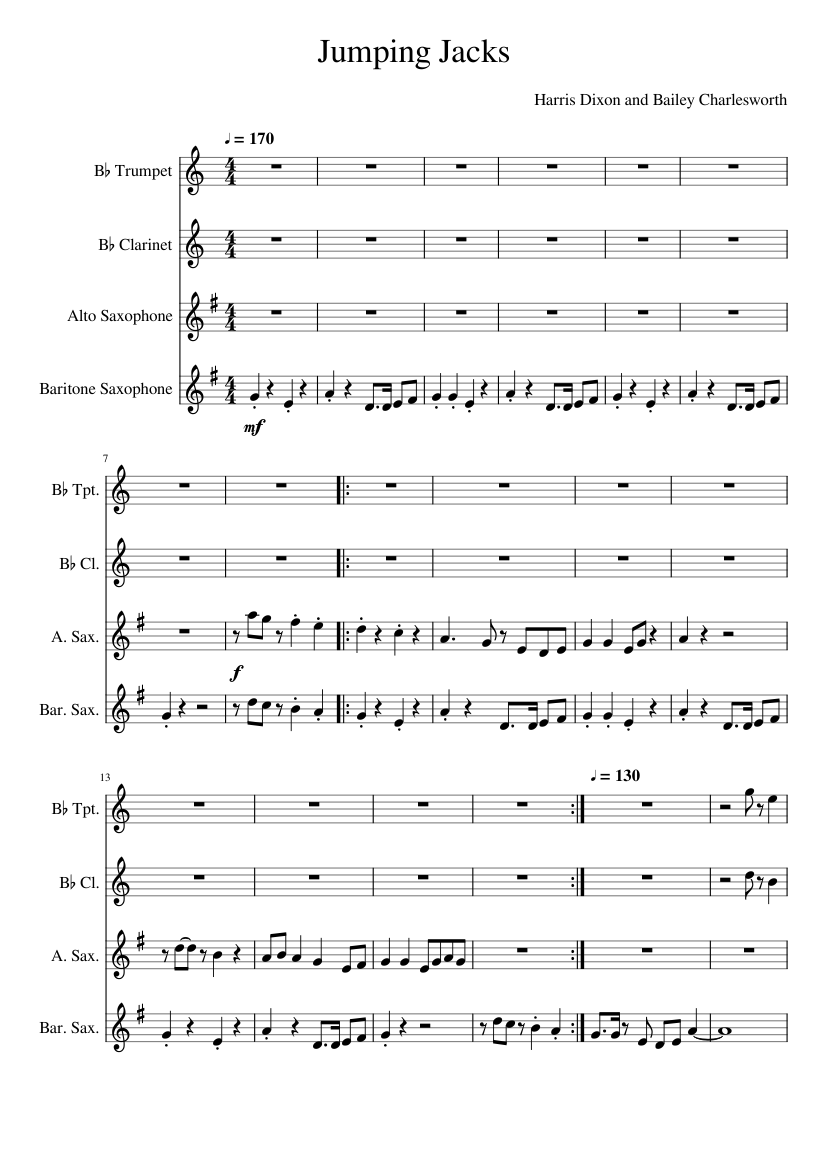 Jumping Jack Sheet music for Clarinet in b-flat, Saxophone alto ...