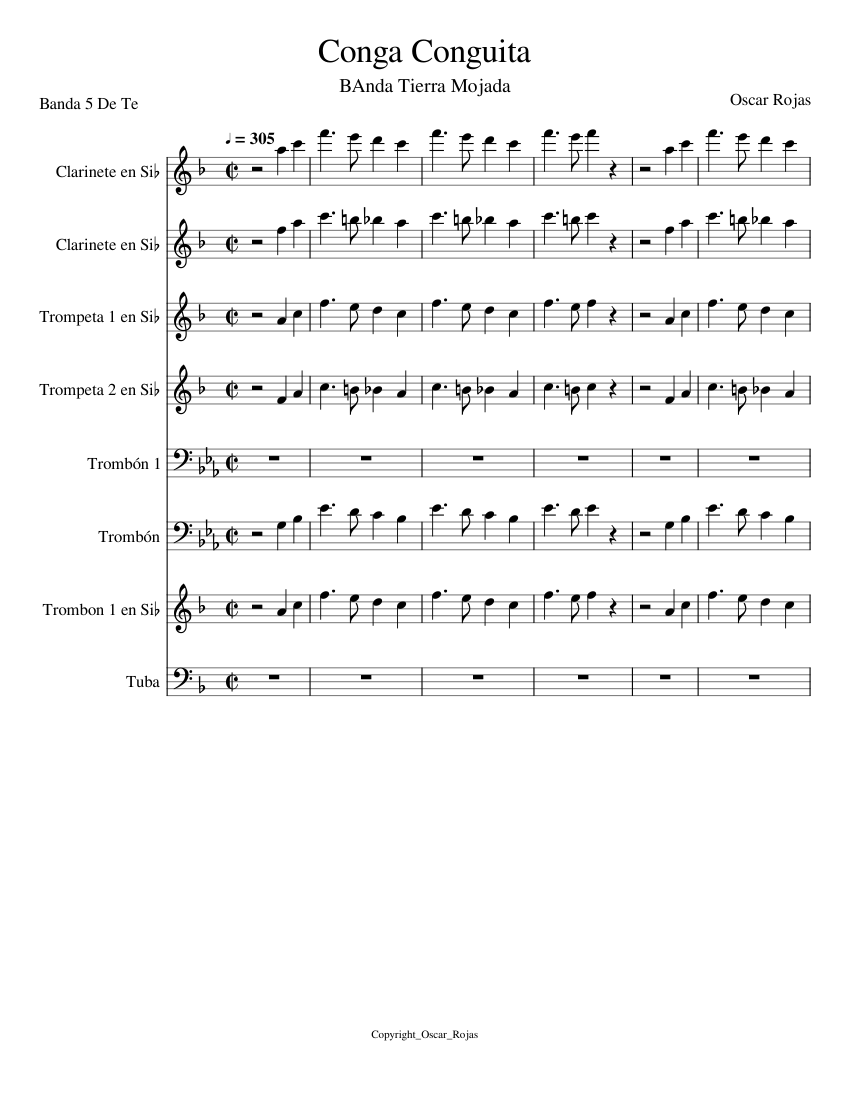 Conga Conguita Sheet music for Trombone, Cornet, Tuba, Clarinet in b ...