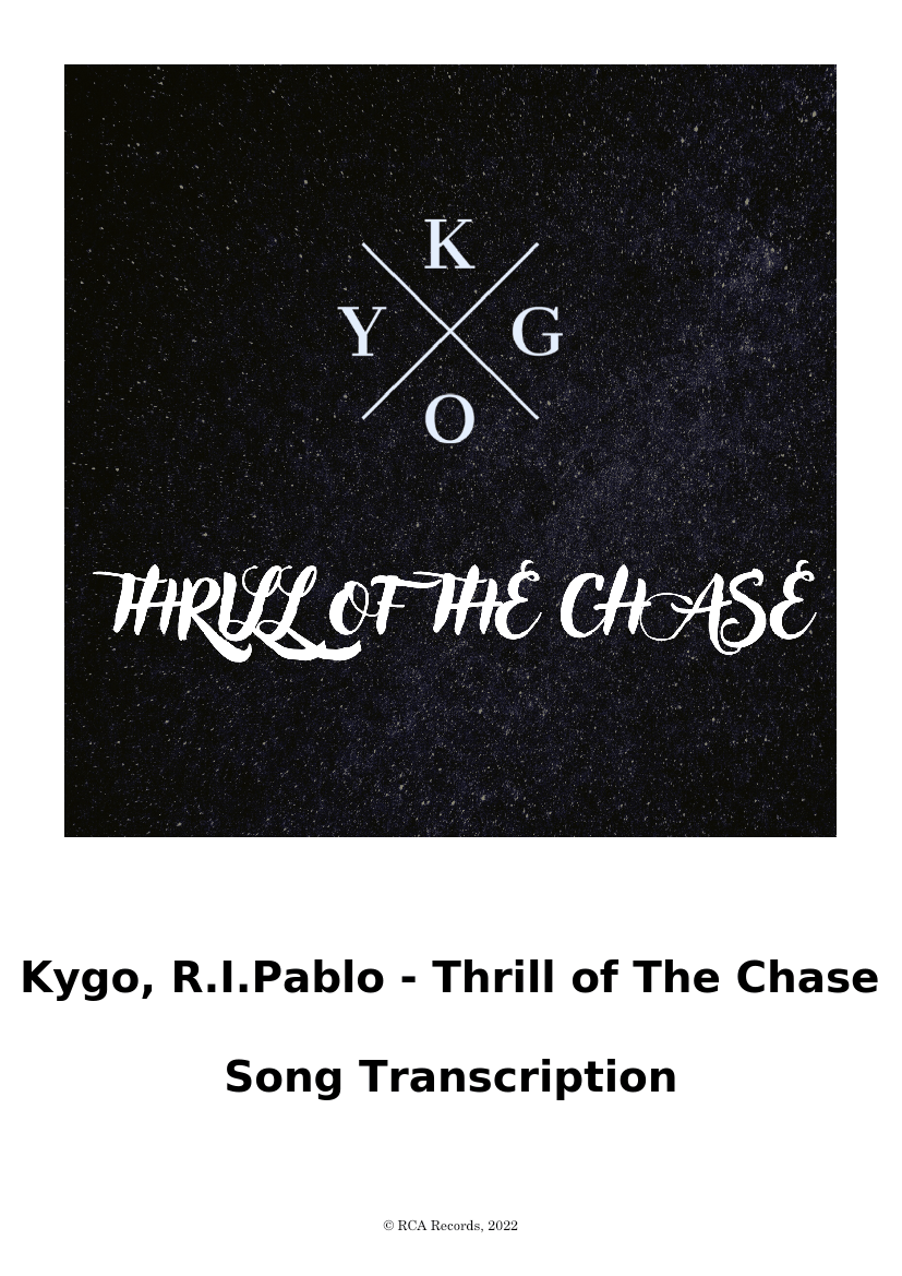 Kygo - Thrill of The Chase Sheet music for Piano, Crash, Guitar, Bass ...