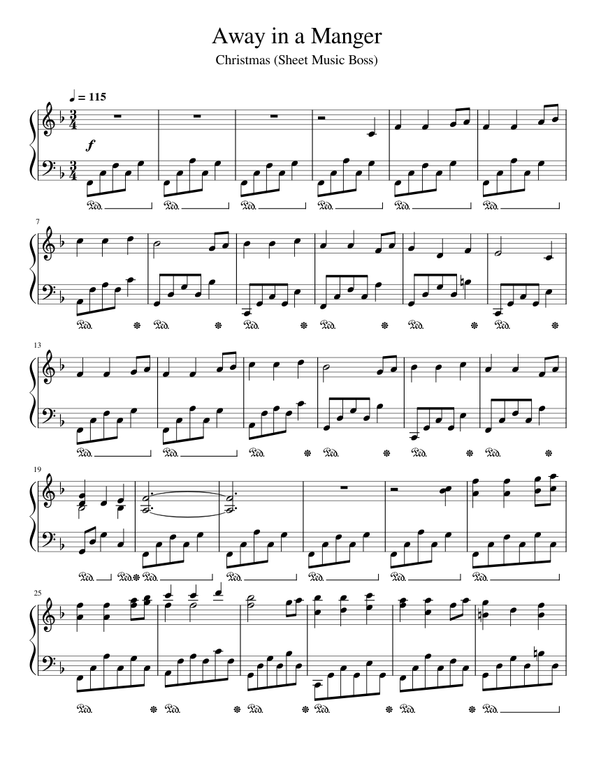 Away in a manger - William J. Kirkpatrick Sheet music for Piano (Solo ...