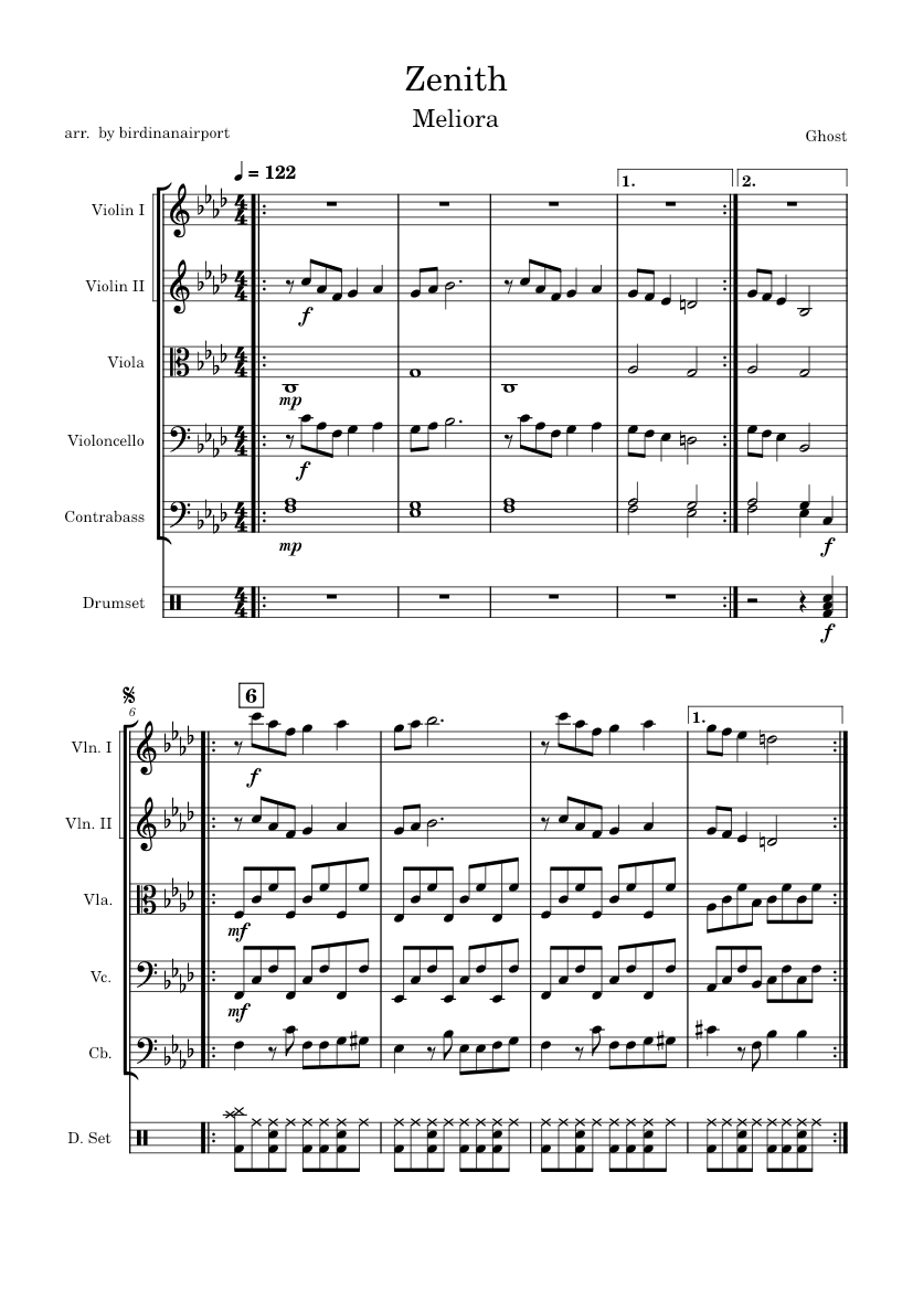 Zenith – Ghost Sheet Music for Contrabass, Violin, Viola, Cello & more ...