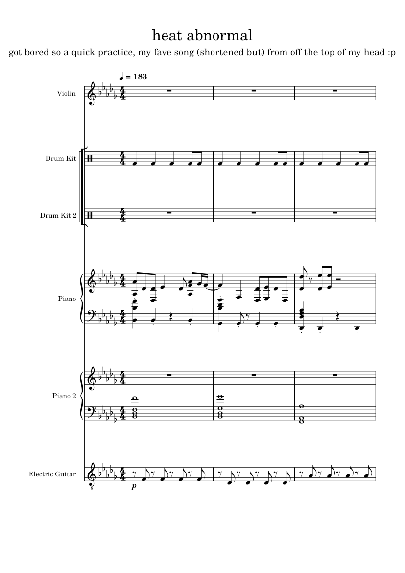 heat abnormal Sheet Music for Piano, Violin, Guitar, Drum group (Mixed ...