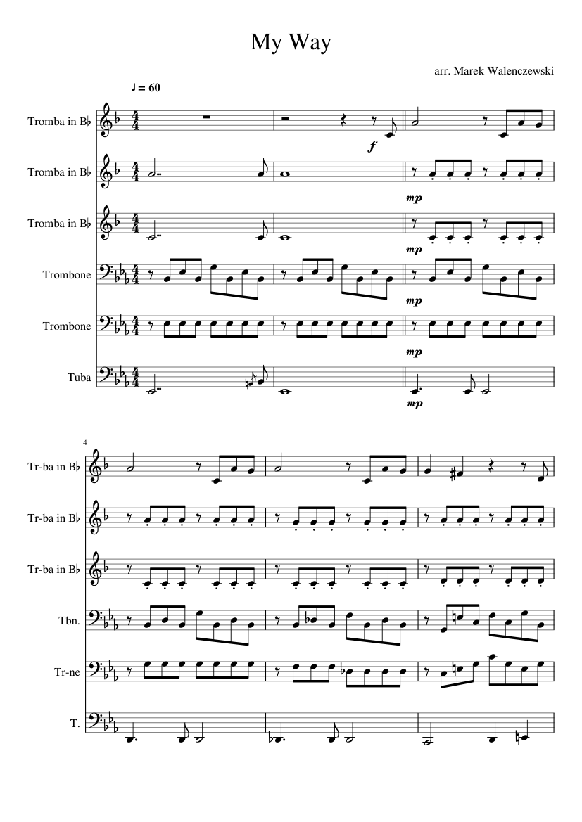 My Way Sheet music for Trombone, Tuba, Trumpet in b-flat (Brass ...