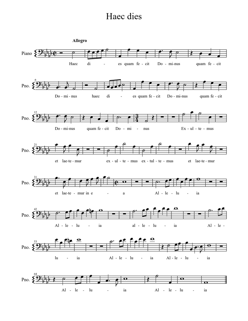 Haec dies Sheet music for Piano (Solo) | Musescore.com