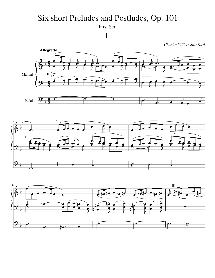 Stanford's Six Short Preludes and Postludes, No. 1 - Transcription ...