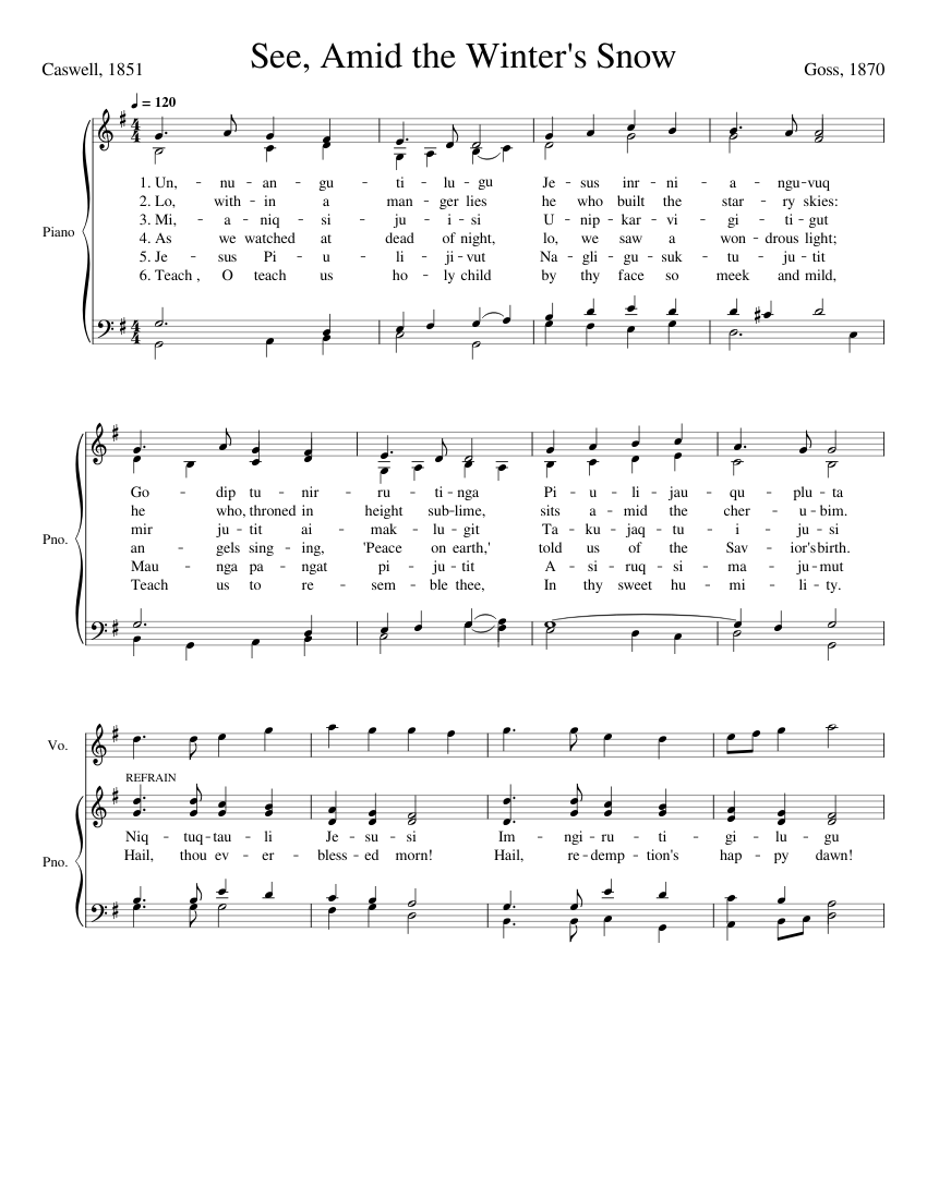 See amid the winter’s snow – John Goss Sheet Music for Piano, Vocals ...