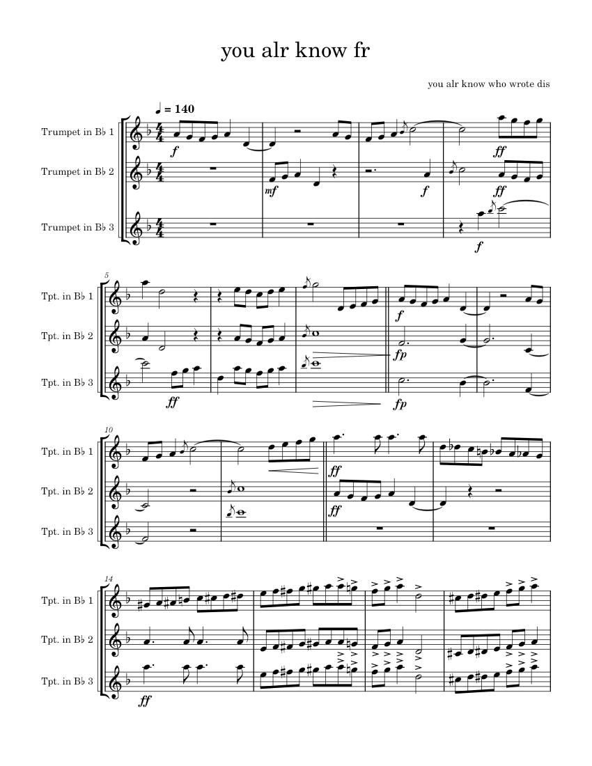 you already know Sheet music for Trumpet other (Brass Trio) | Musescore.com
