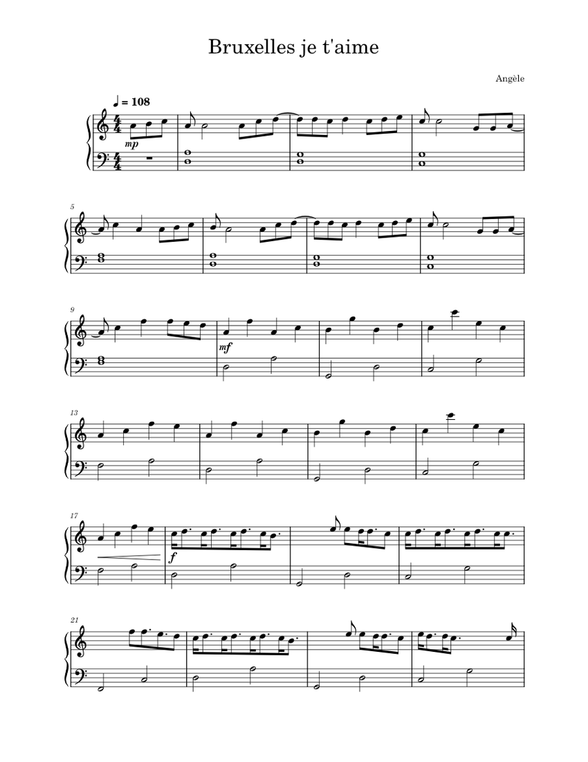 Bruxelles je t'aime – Angèle - piano tutorial