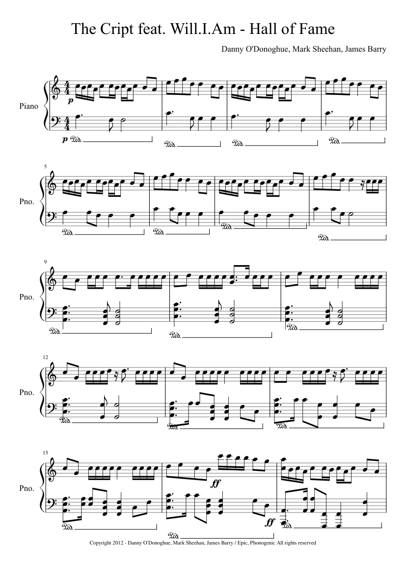 Hall of Fame Sheet music for Piano (Solo) | Musescore.com