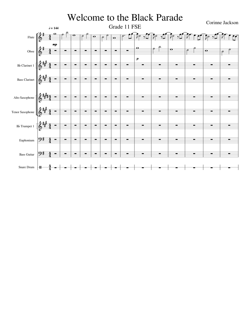 Welcome to the Black Parade for Concert Band Sheet music for Euphonium ...