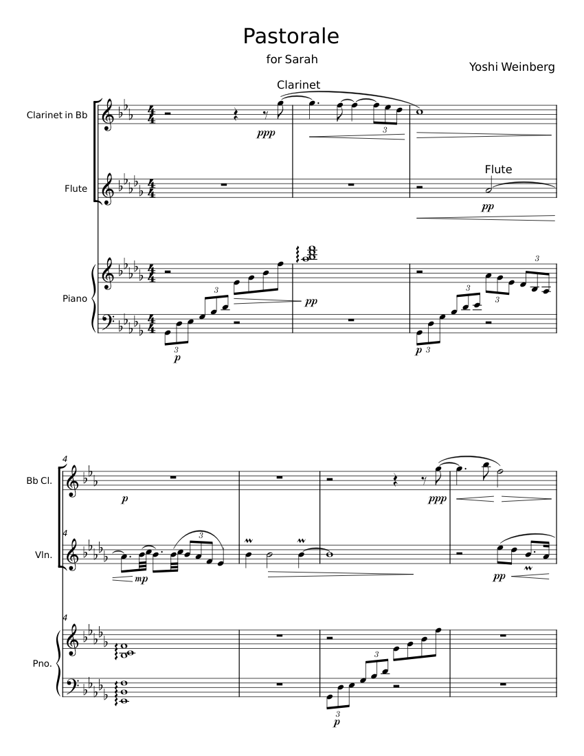 Pastorale Sheet music for Piano, Flute, Clarinet other (Mixed Trio ...