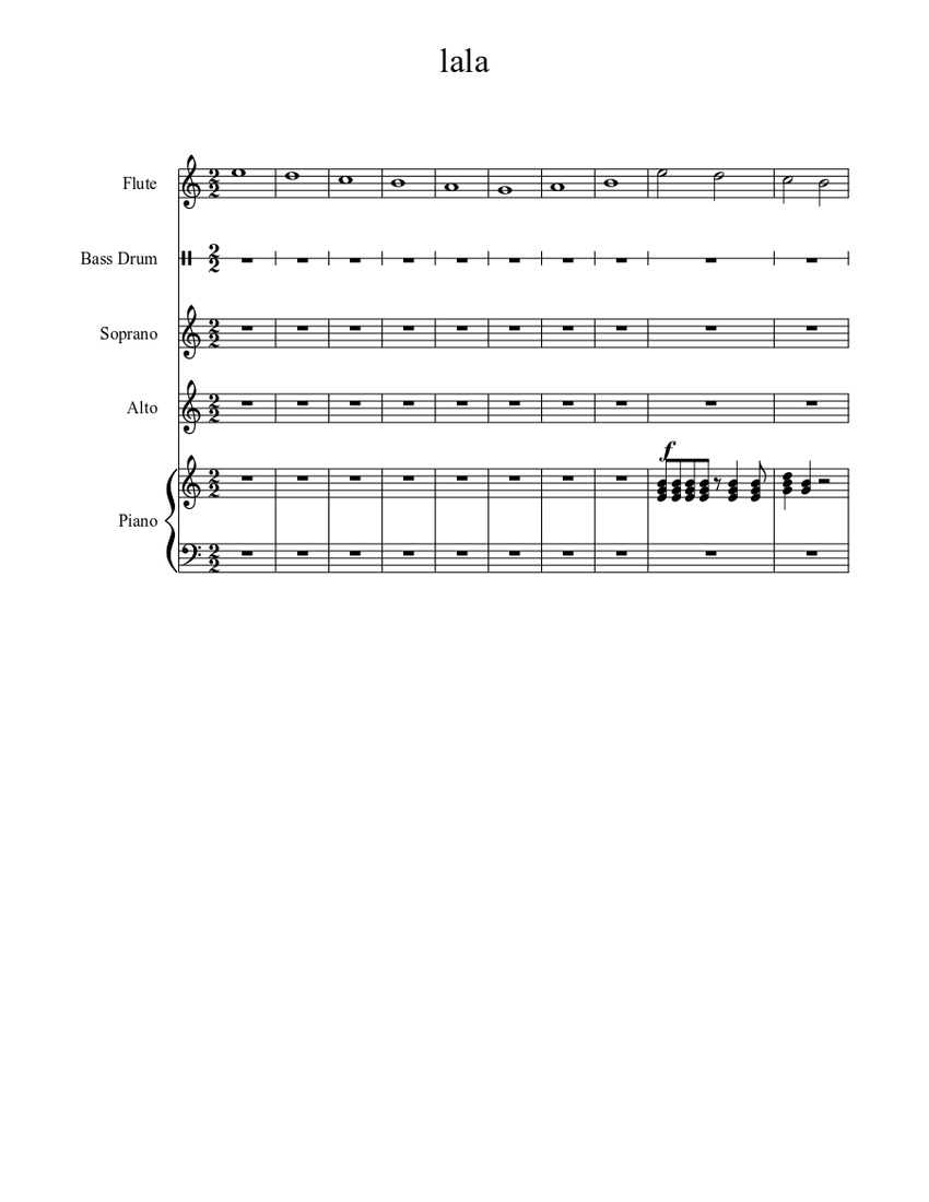 lala Sheet music for Piano, Flute (Solo) | Musescore.com