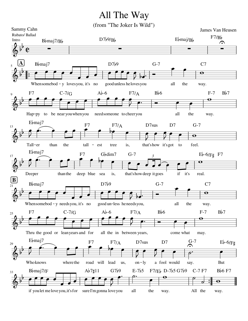 All_The_Way Sheet music for Piano (Solo) | Musescore.com