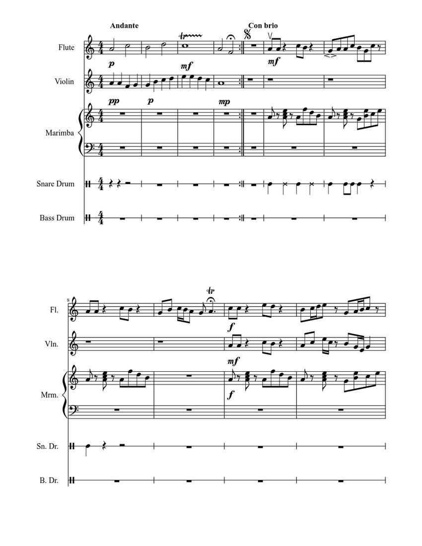 Winter snow Sheet music for Flute, Violin (Mixed Duet) | Download and ...