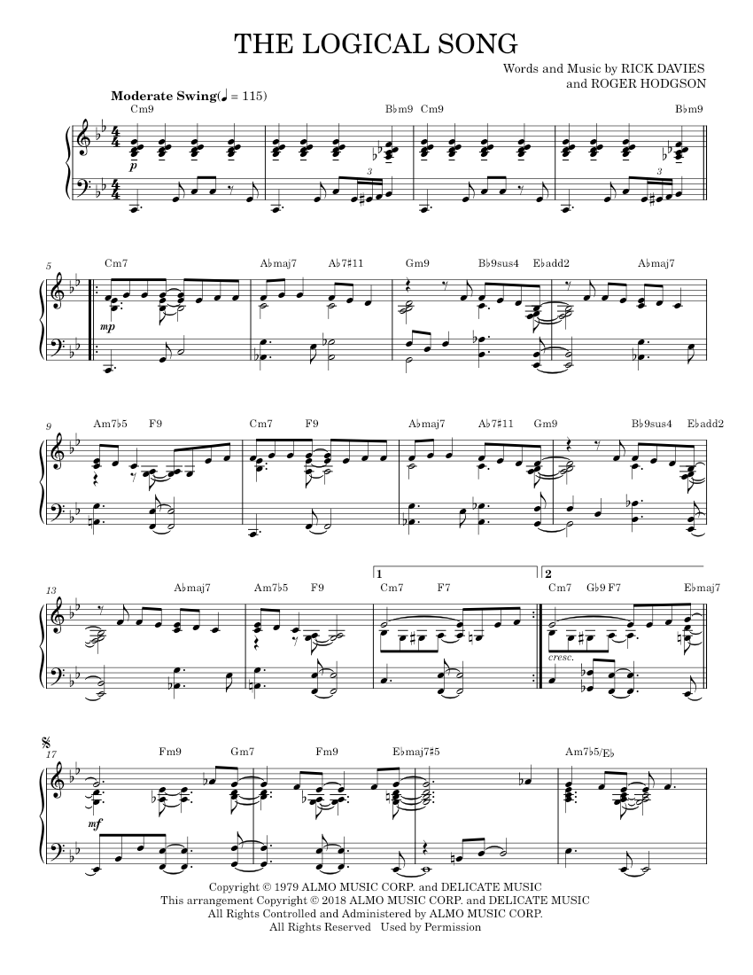 Play Official version of The Logical Song Sheet Music by Supertramp for ...