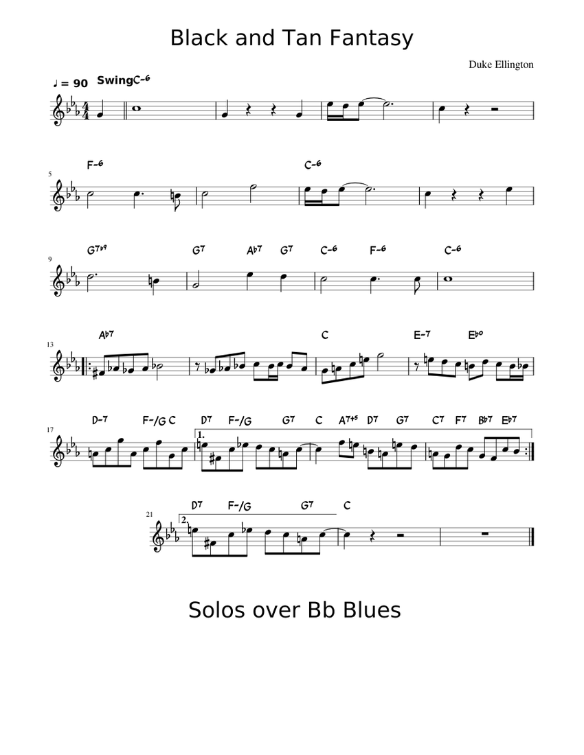 Black and Tan Fantasy Sheet music for Saxophone tenor (Solo ...