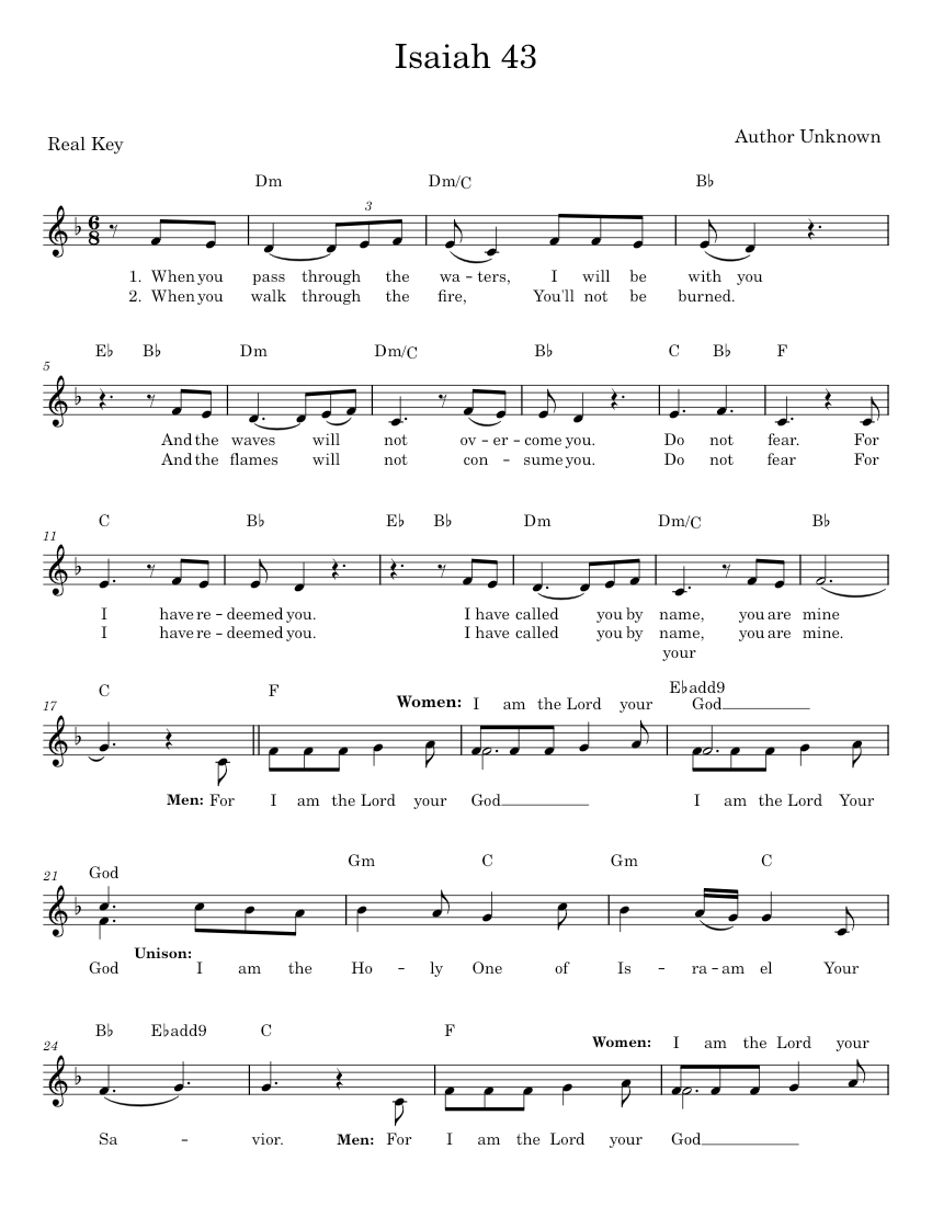 Isaiah 43 - Anonymous Sheet music for Synthesizer (Solo) | Musescore.com
