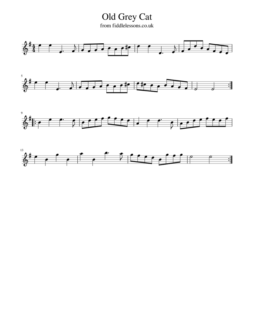 Old Grey Cat Sheet music for Flute (Solo) | Musescore.com