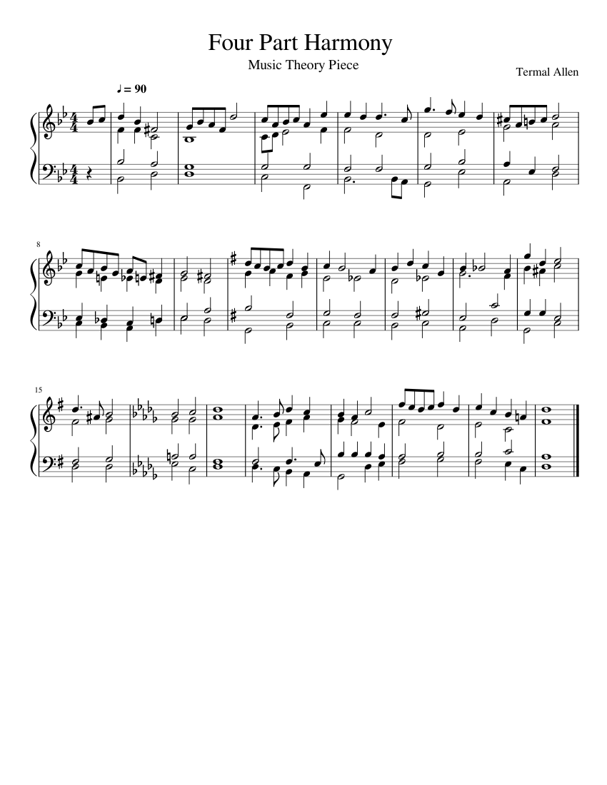 Four Part Harmony Sheet music for Piano (SATB) Easy | Musescore.com