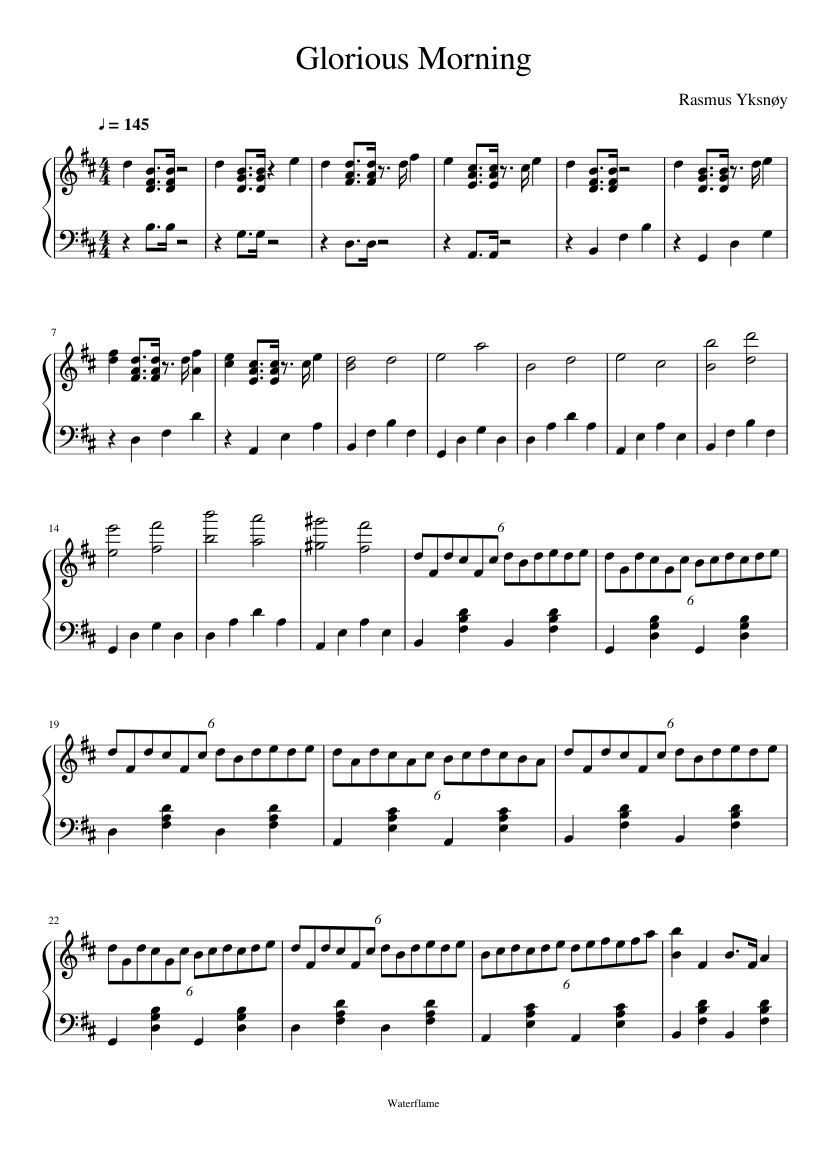 Glorious Morning Sheet Music for Piano (Solo) | MuseScore.com