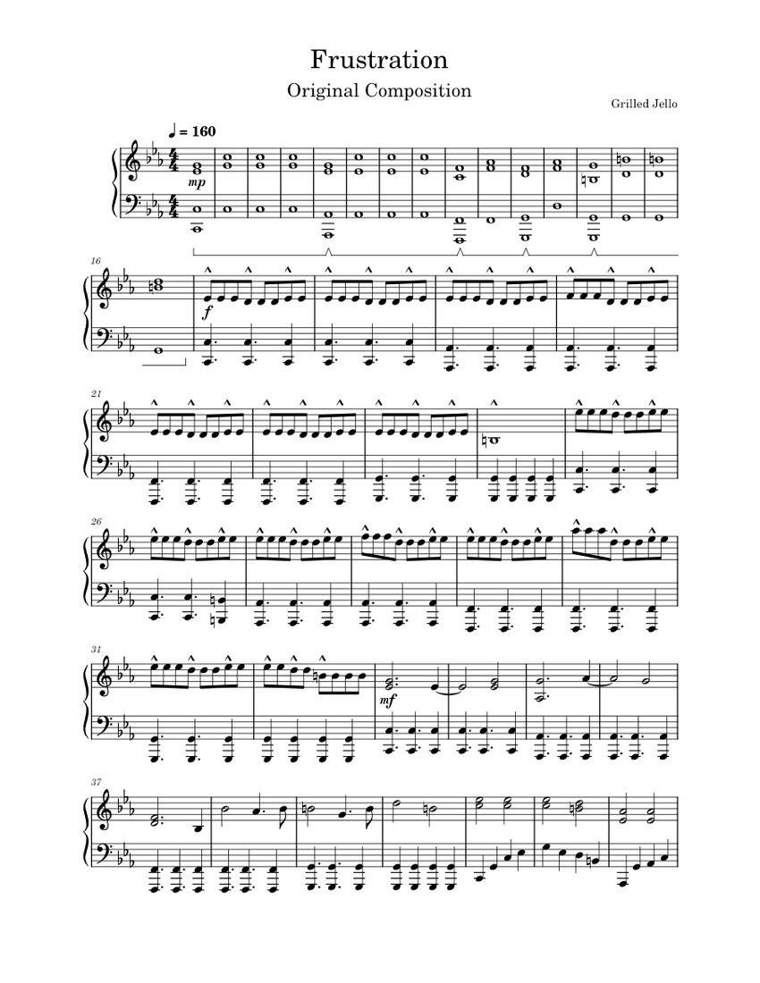 Frustration Sheet music for Piano (Solo) Easy | Musescore.com