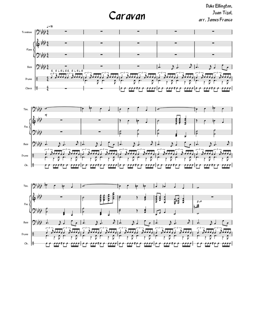 Caravan but duke ellington Sheet music for Piano, Trombone, Bass guitar ...