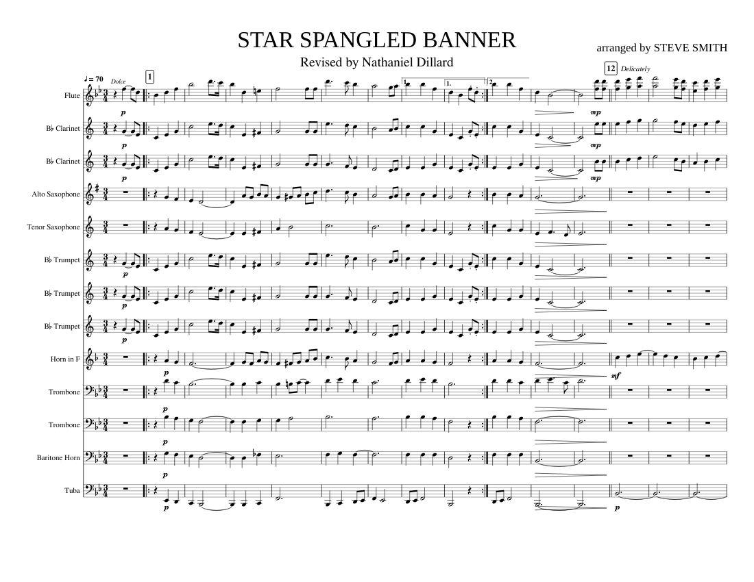 The Star Spangled Banner arrangement by Steve Smith Sheet Music for ...