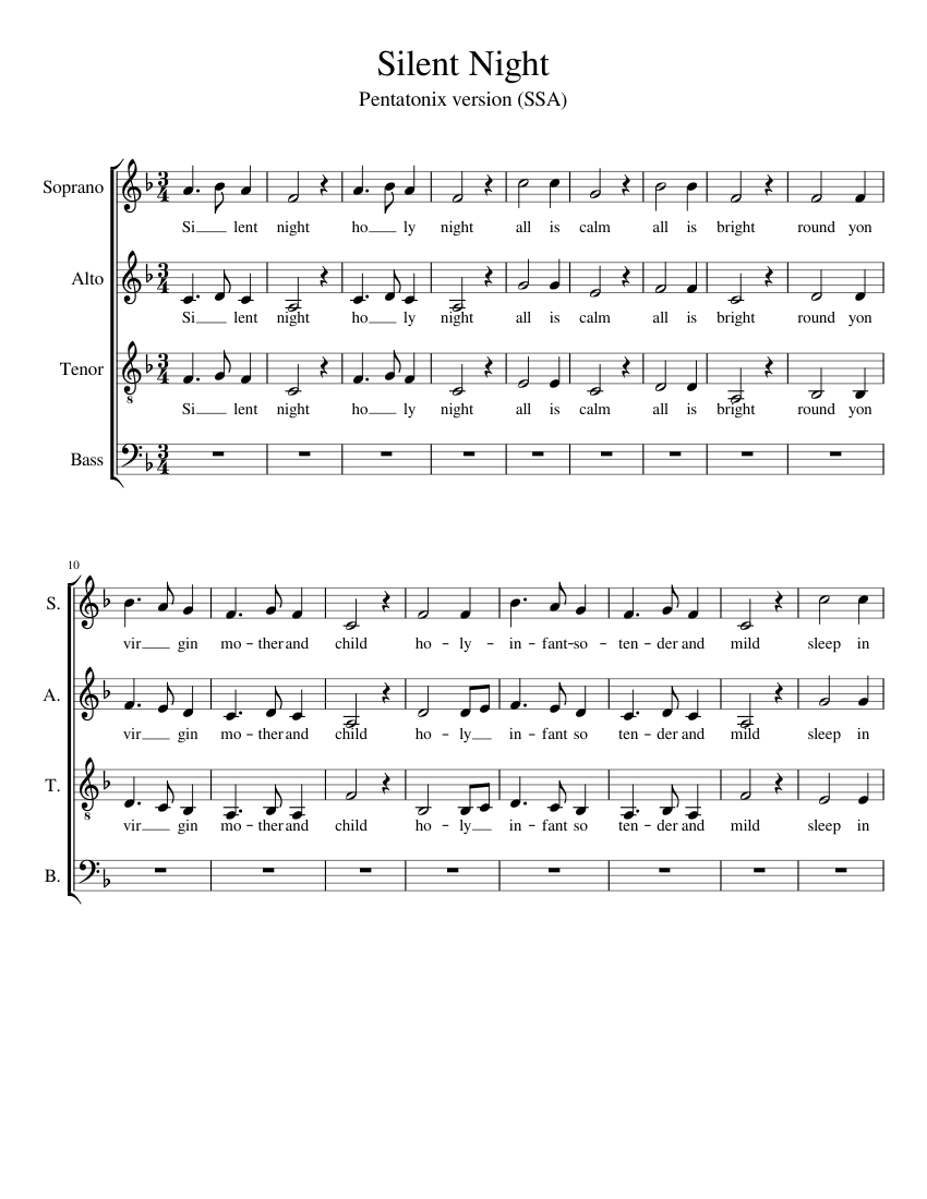 Silent Night Sheet music for Bass guitar (Solo) | Musescore.com
